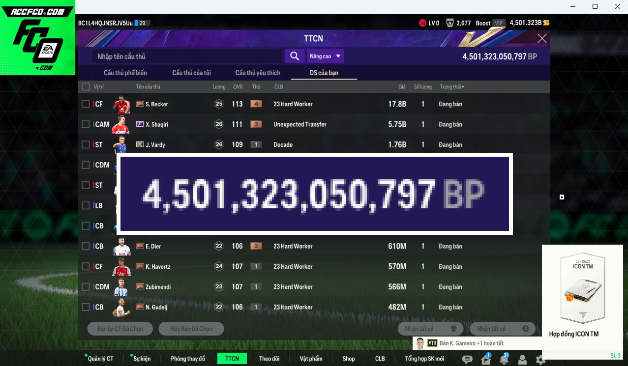 Acc #65416: ACC 4501b trắng, giá 450,100 đ