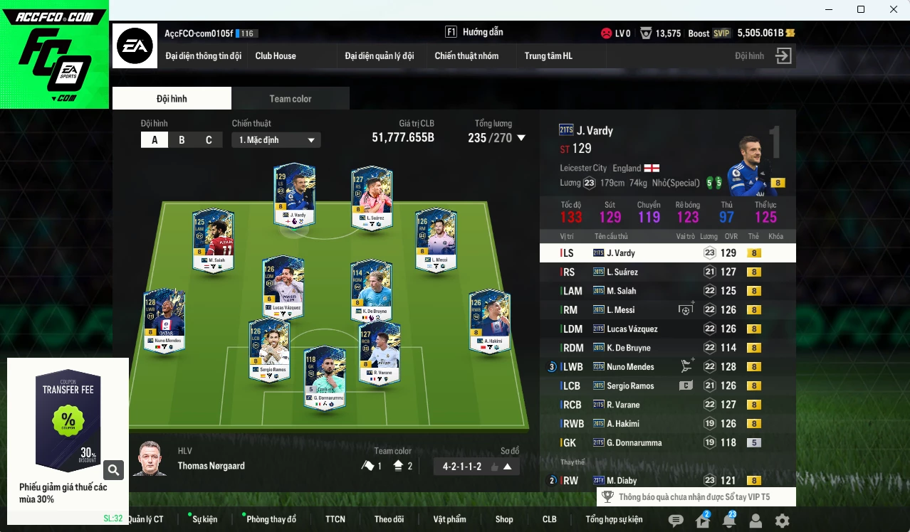 Acc #89180: [ACC Hiếm] Full mùa TS+8 51.777b có K. De Bruyne 20TS ...