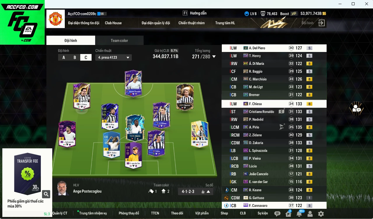 Acc #108425: [ACC Rẻ🔥] Juventus 344.020b dư 53.900b có CR7 CU, Pirlo LN ...